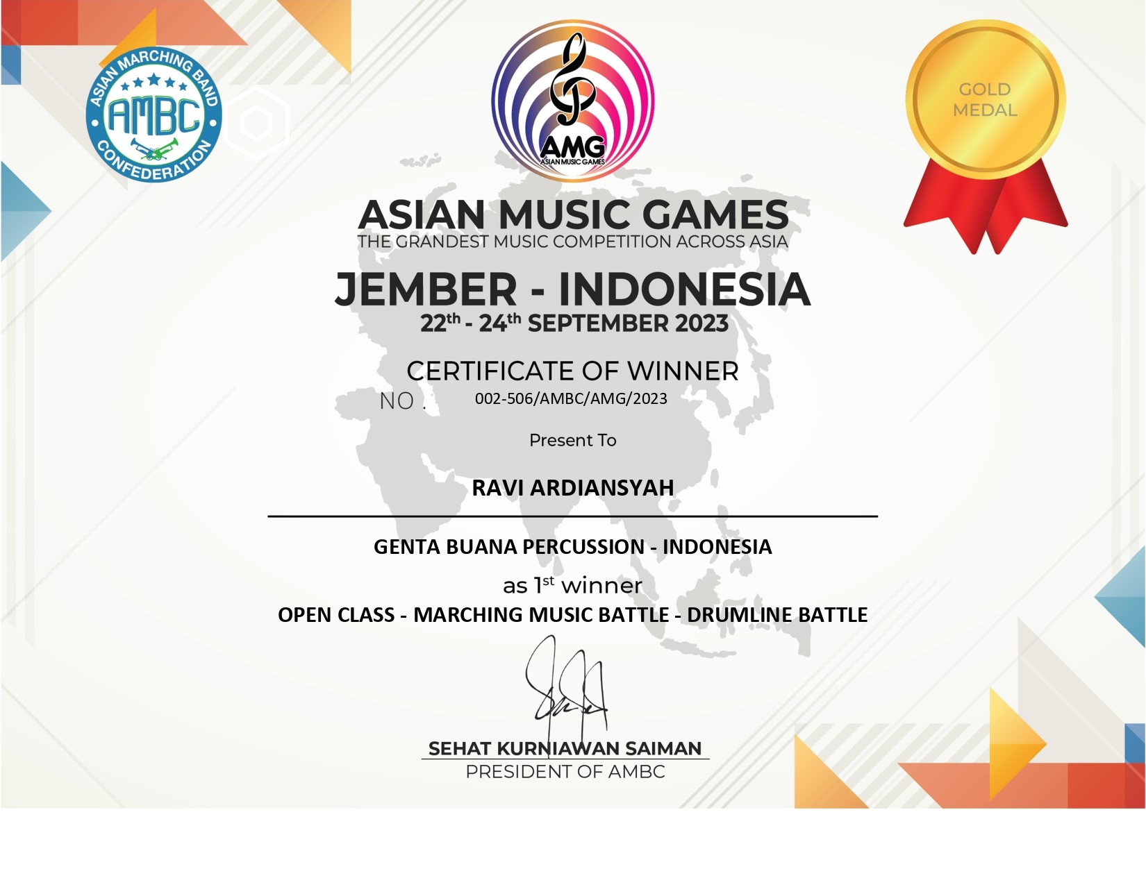 1st Winner Asian Marching Band Confederation – Tanri Abeng University